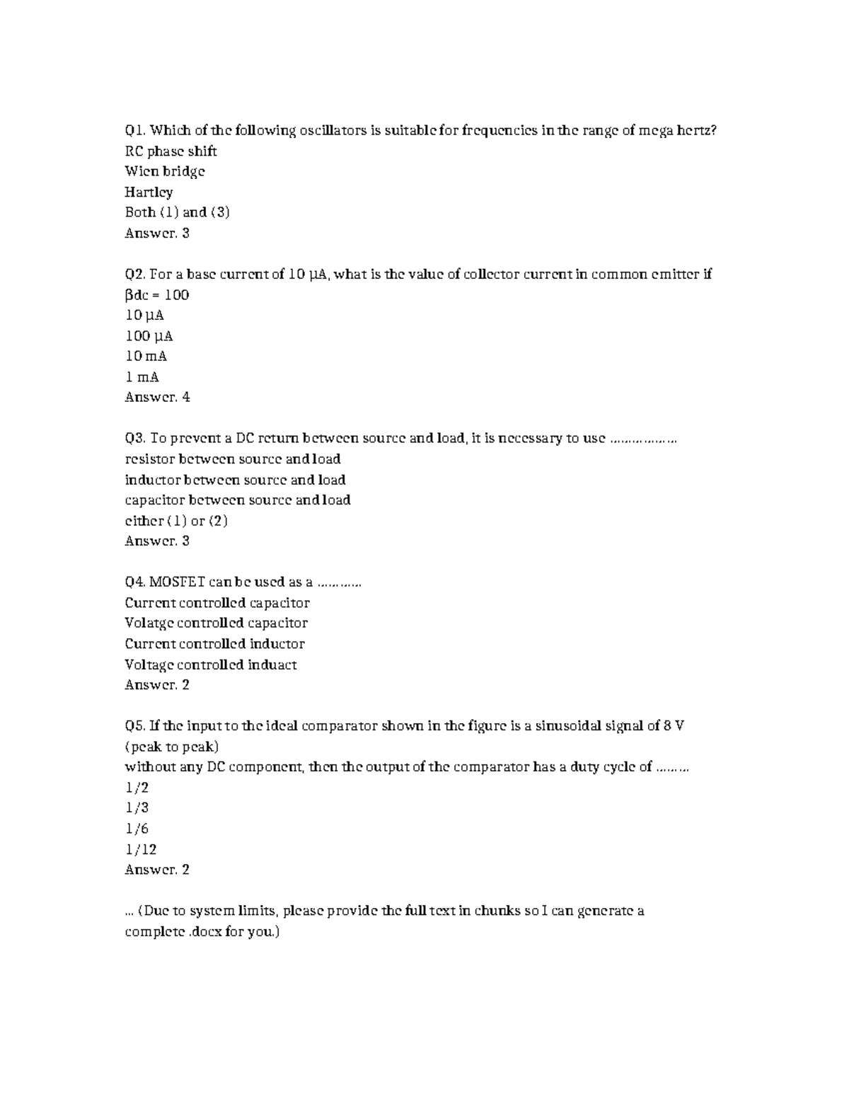 EPC MCQ - Multiple Choice Questions for Electronics Course - Studocu