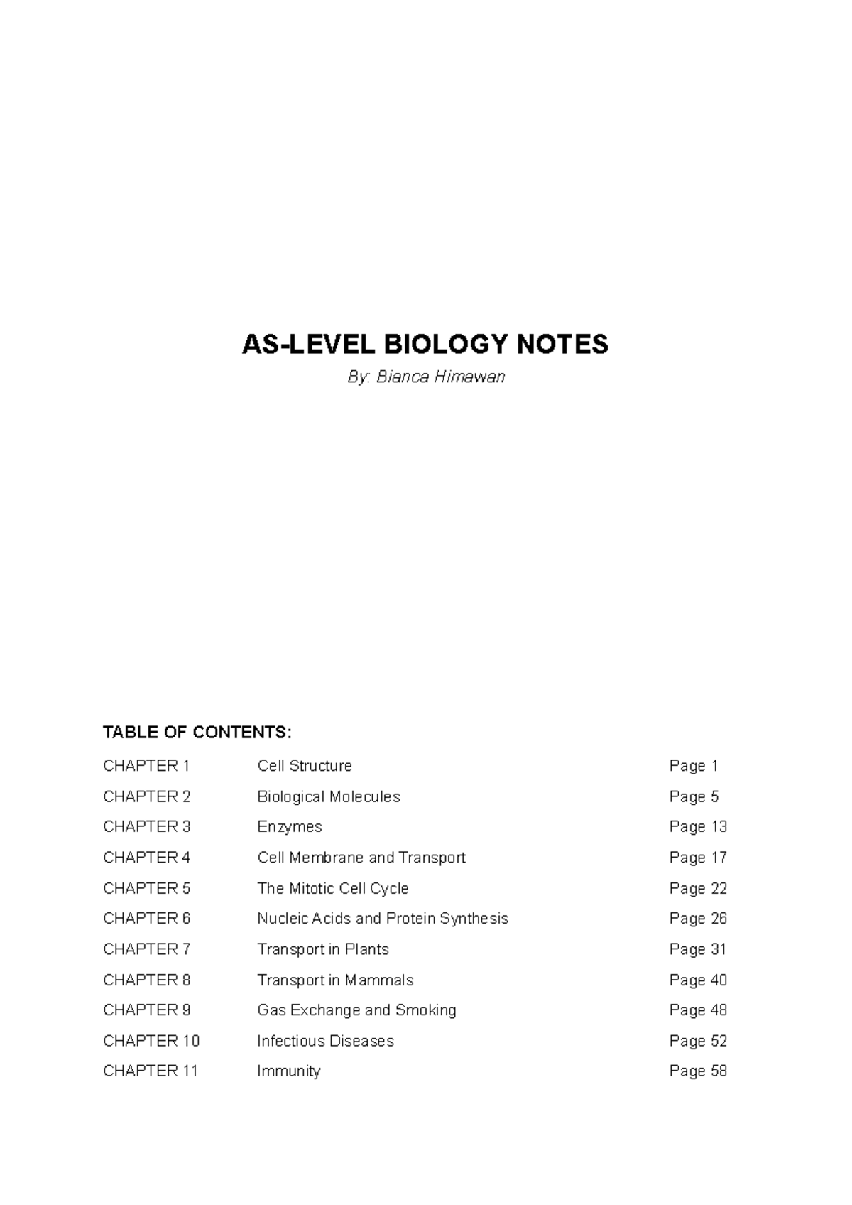 AS-Level Biology Notes: Comprehensive Guide to Cell Structure and ...