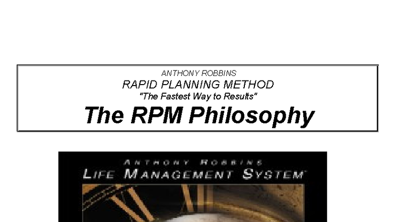 RPM Life Planning: Mastering Time Management with Anthony Robbins - Studocu
