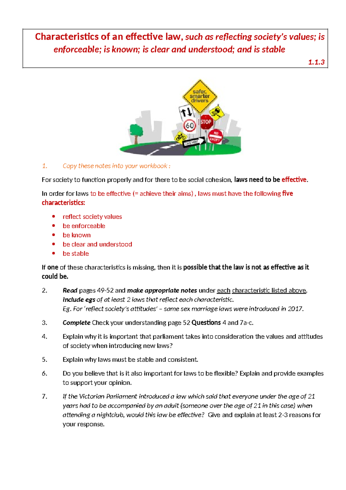 1.1.3 Characteristics of Effective Law: Key Features & Examples - Studocu