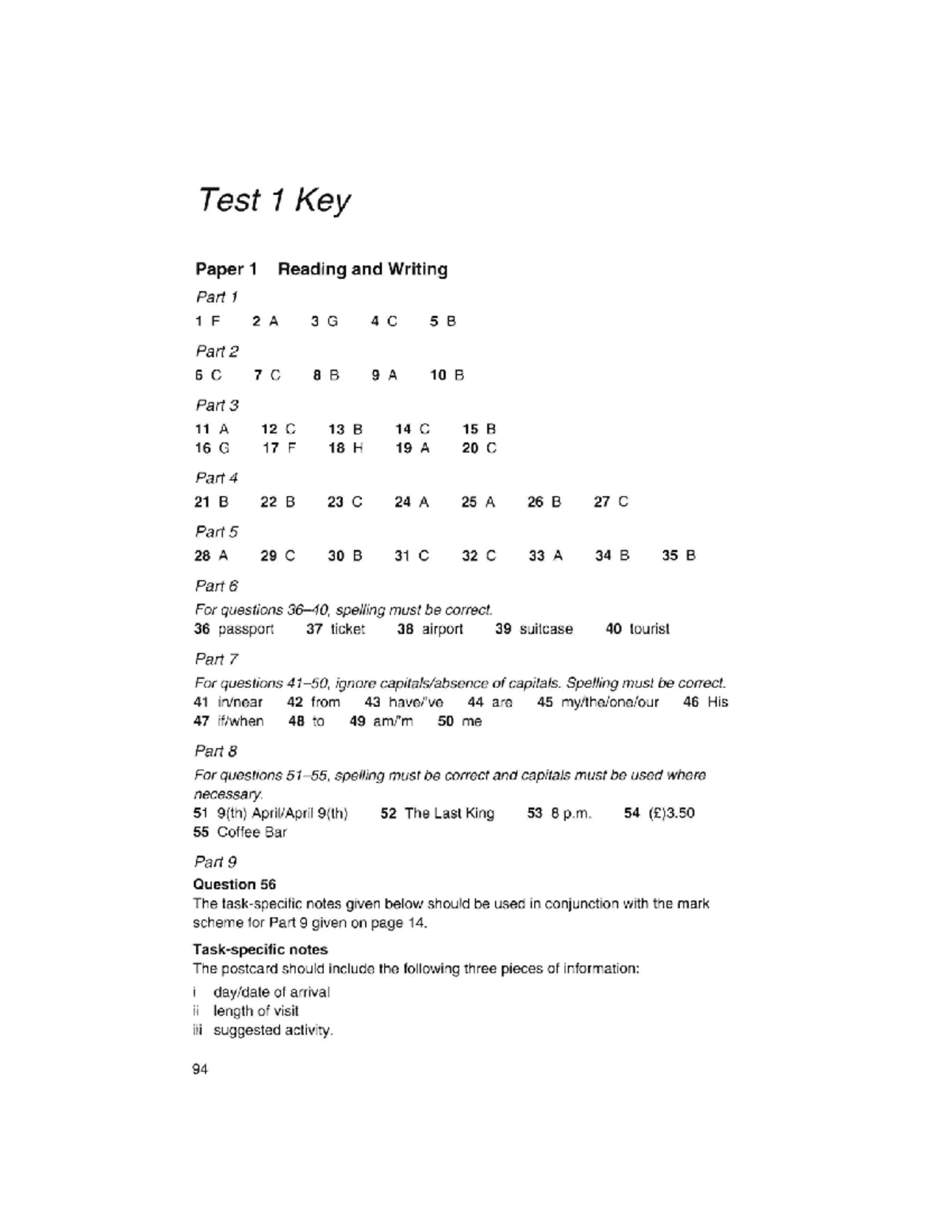 Cambridge KET 1 Book Answer Key: Complete Solutions Guide - Studocu