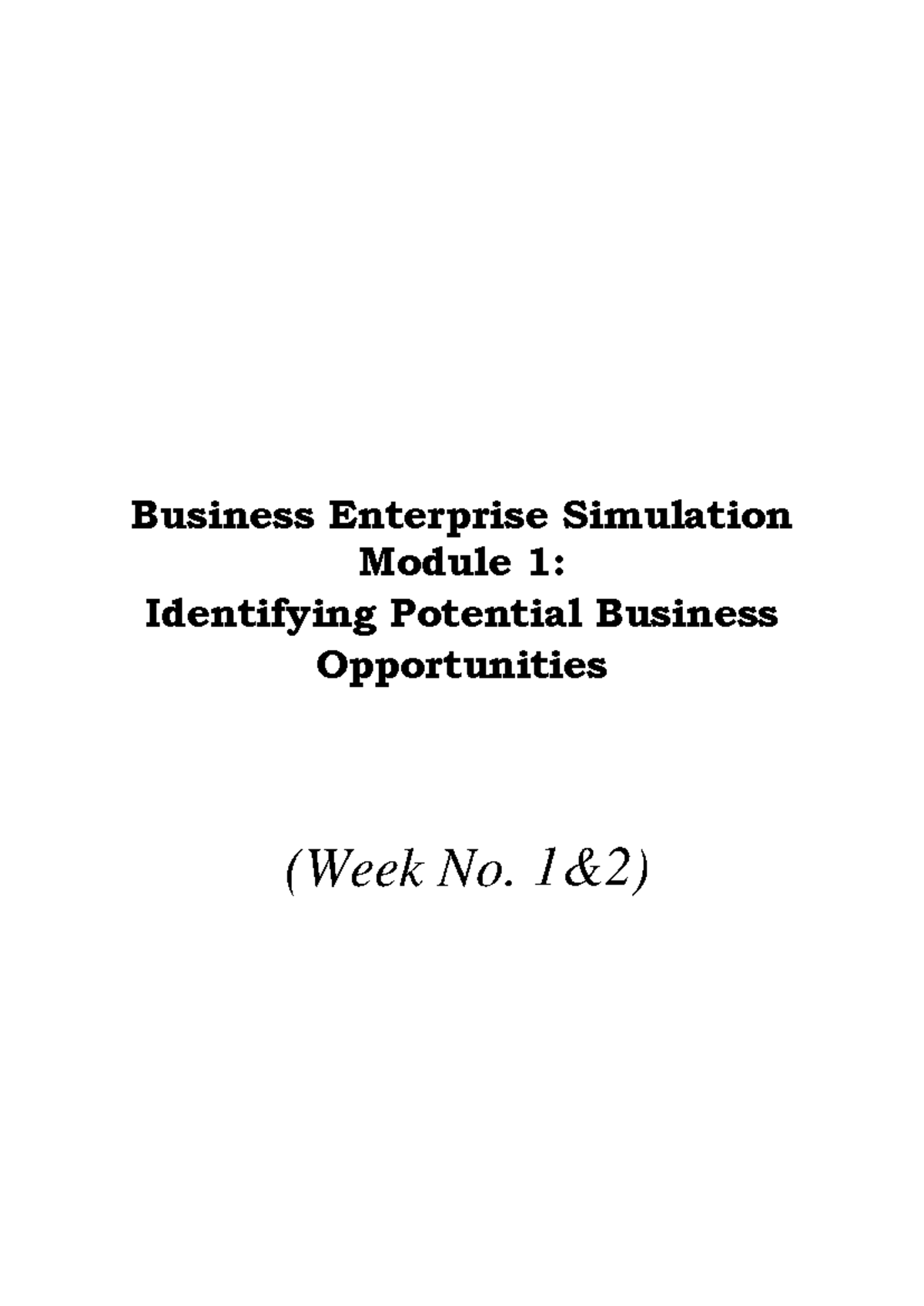Lesson 01-02: Exploring Business Opportunities in Simulation - Studocu