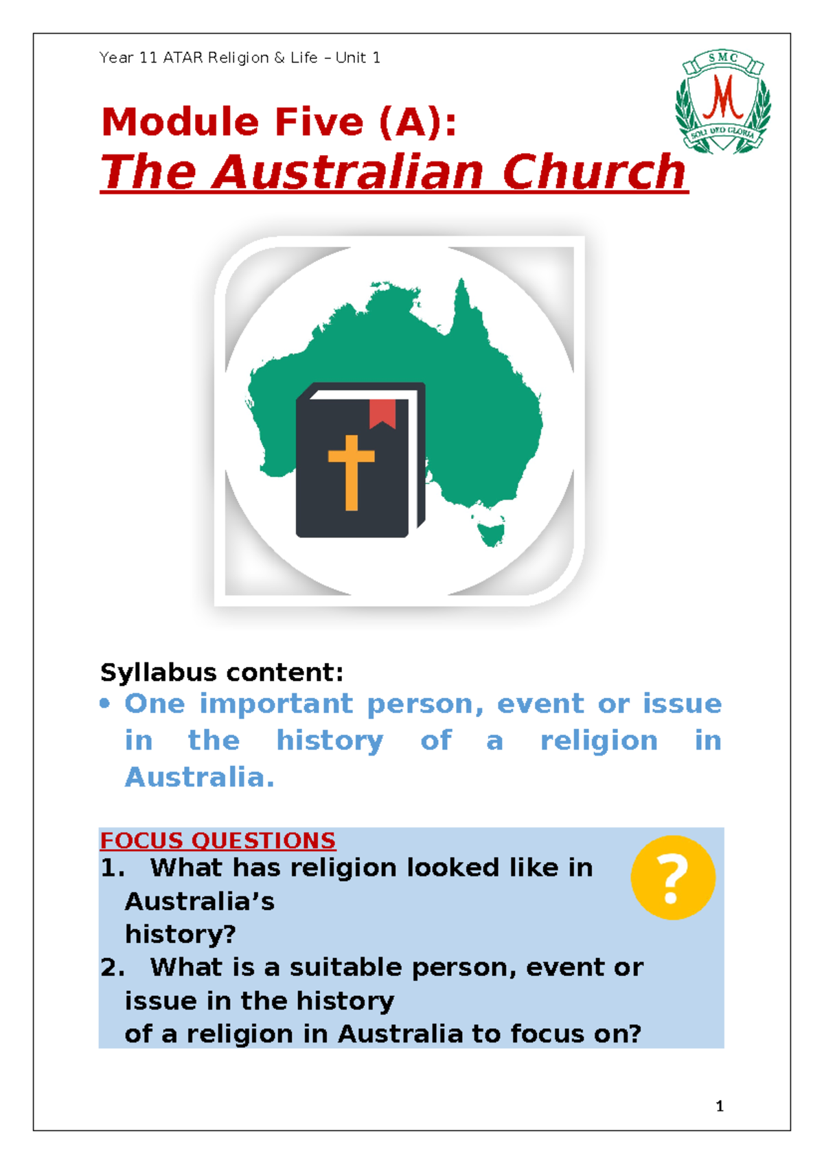 Module 5A - The Australian Church 2025 - Module Five (A): The ...