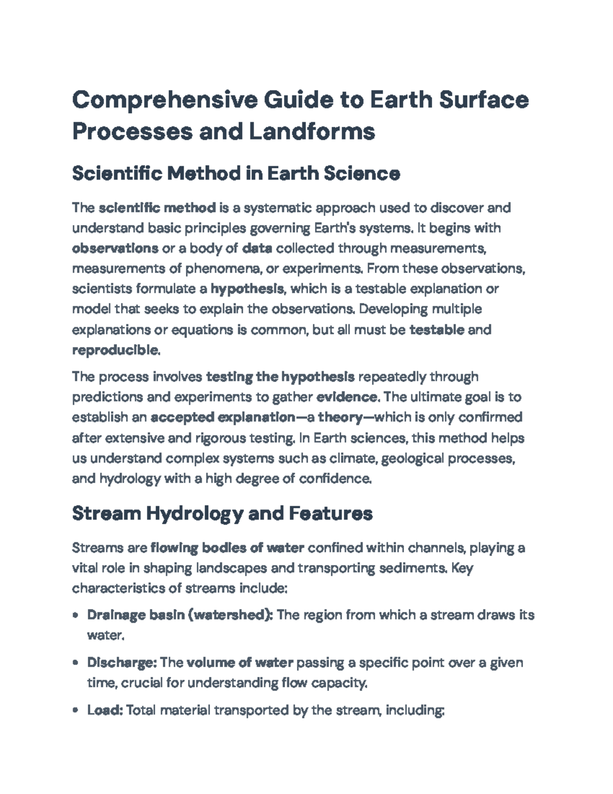 Comprehensive Guide to Earth Surface Processes and Landforms ...