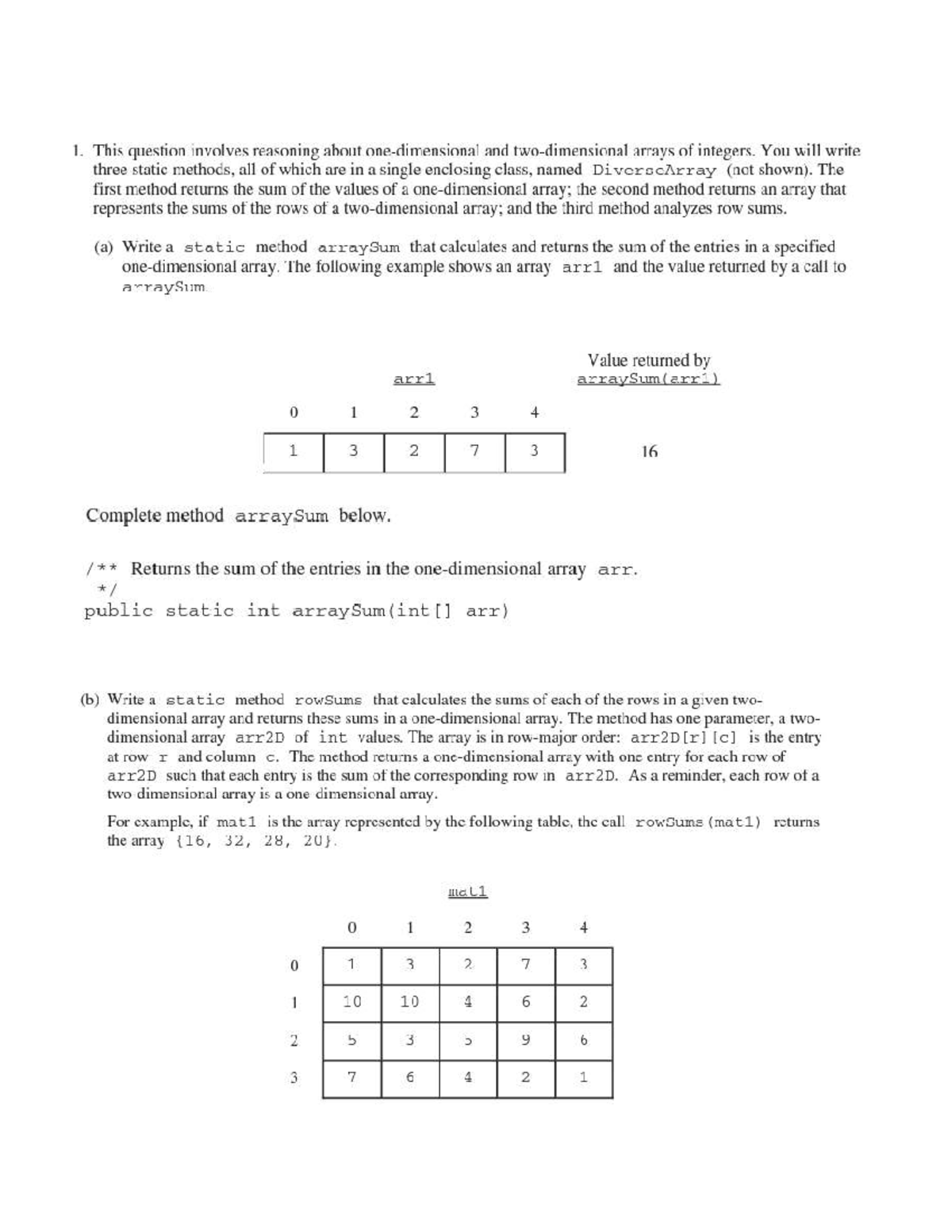 Array Sum 1D 2015 - eeeeeeeeeeeee - 1. This question involves reasoning ...