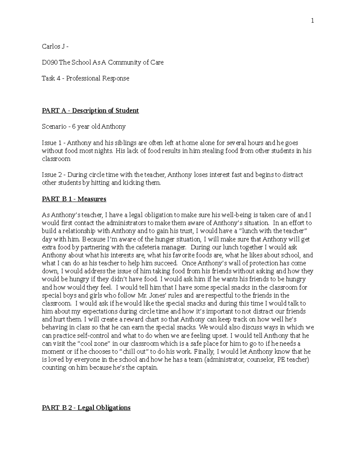 D090 - Task 4 - Passed on First Attempt - 1 Carlos J - D090 The School ...