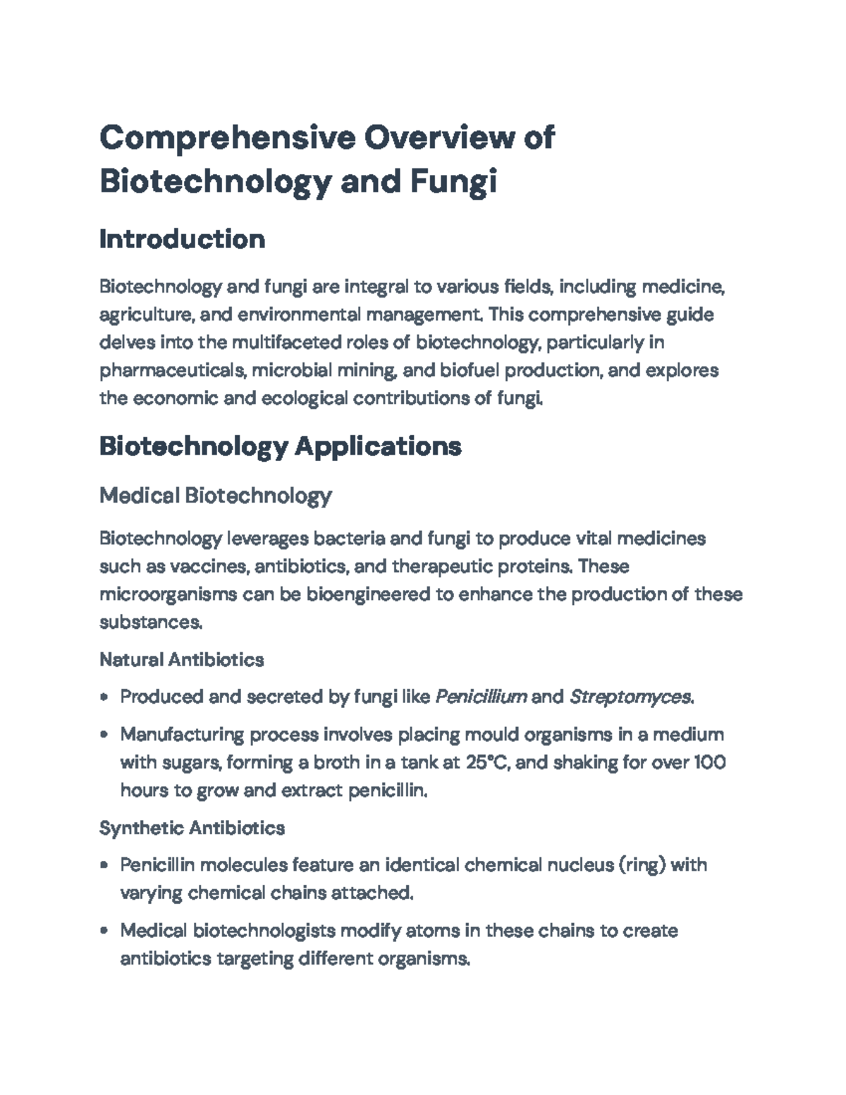 Comprehensive Study on Biotechnology and Fungi: Roles and Applications ...