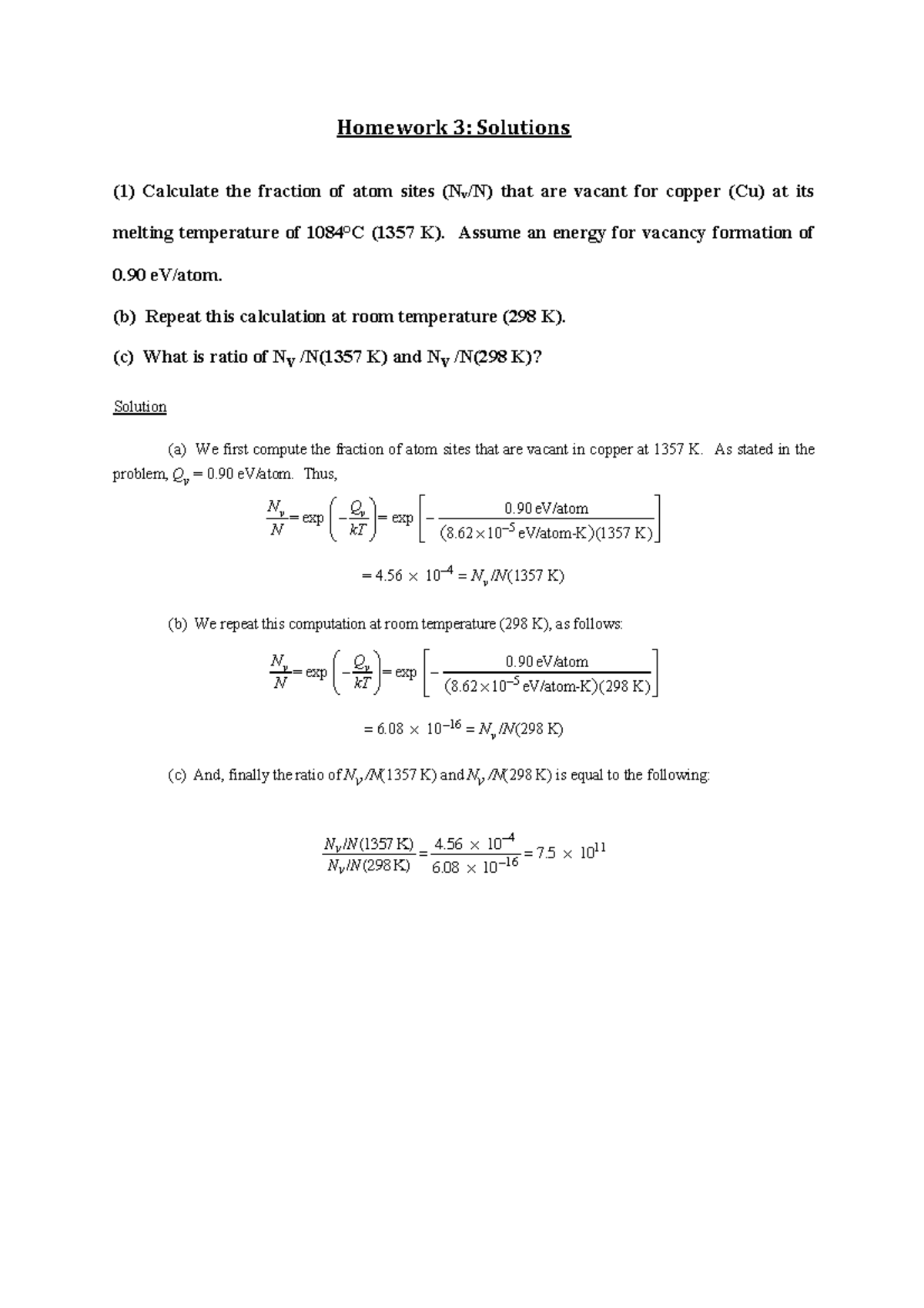 Homework 3 Solutions - Copper Vacancies and Carburizing Analysis - Studocu