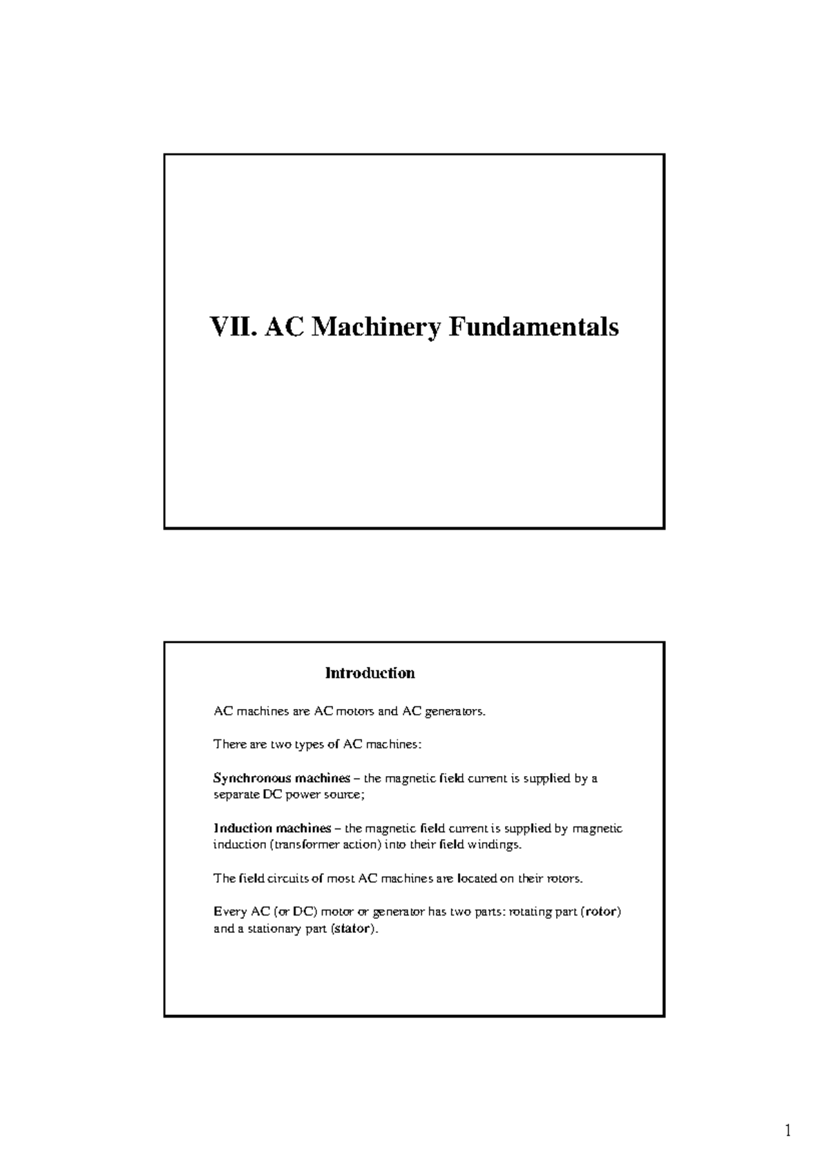 Ac machinery fundamentals-2p - VII. AC Machinery Fundamentals AC ...
