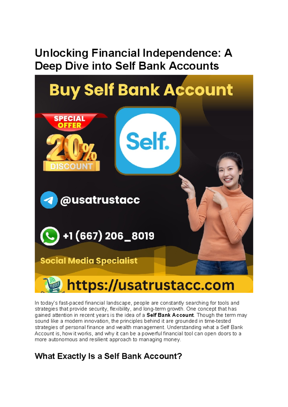 Self Bank Account Guide: Strategies for Financial Independence - Studocu