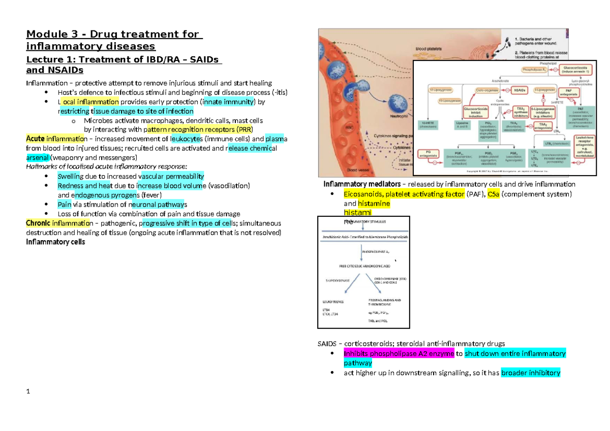 Module 3: Drug Treatment for Inflammatory Diseases - Lecture 1 & 2 ...