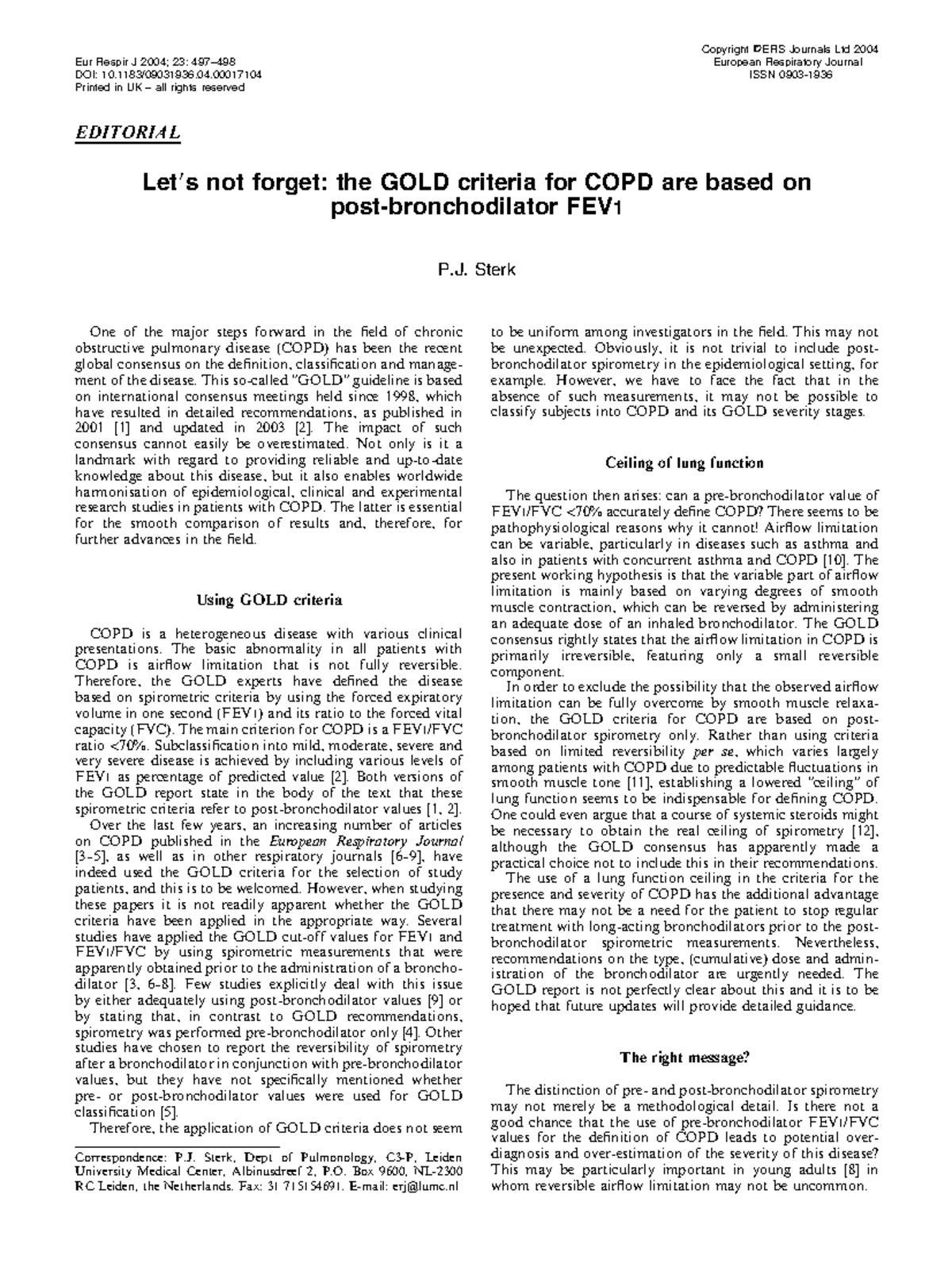 The GOLD Criteria for COPD: Understanding Post-Bronchodilator FEV1 ...