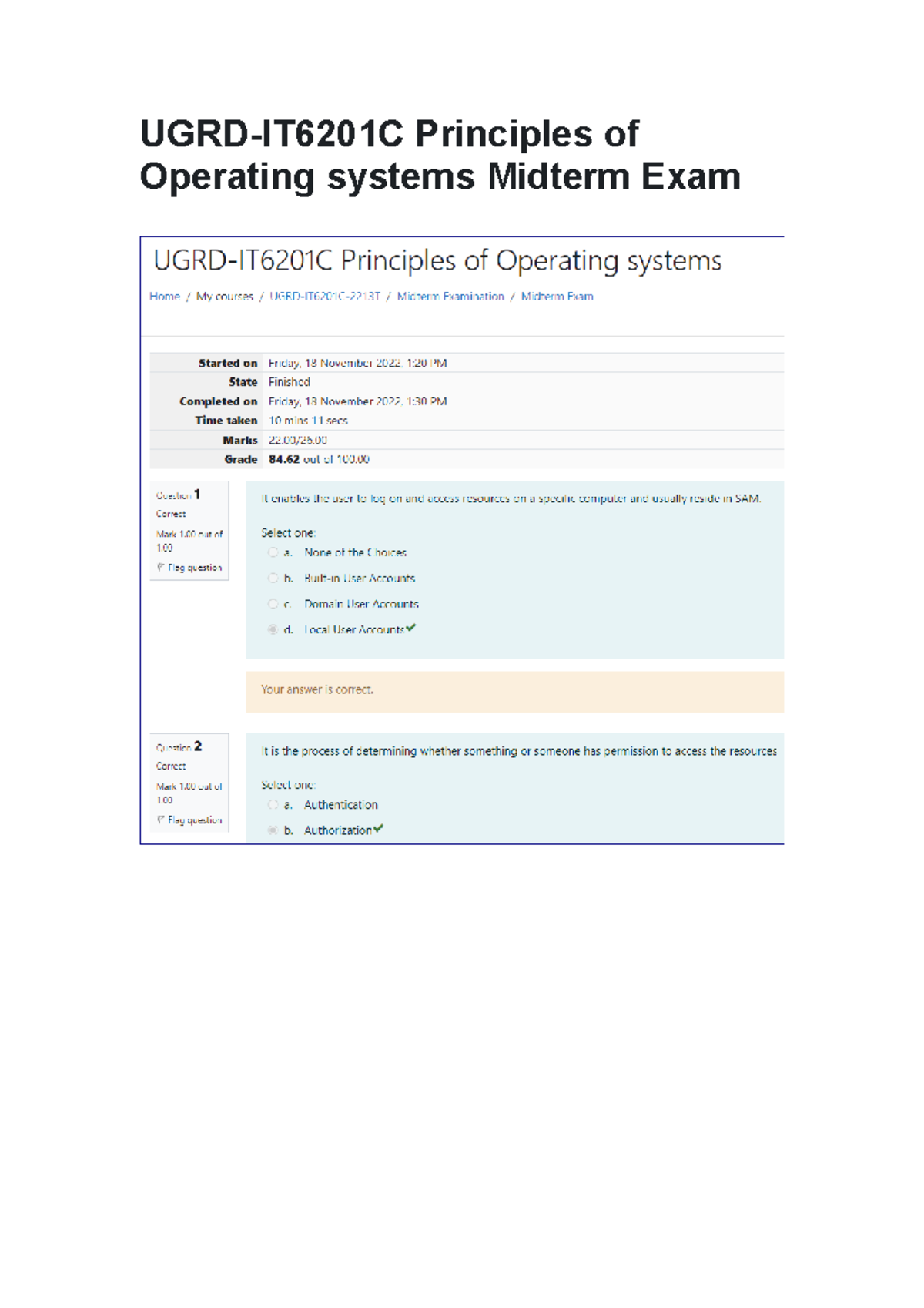UGRD-IT6201C Principles of Operating systems Midterm Exam - Studocu