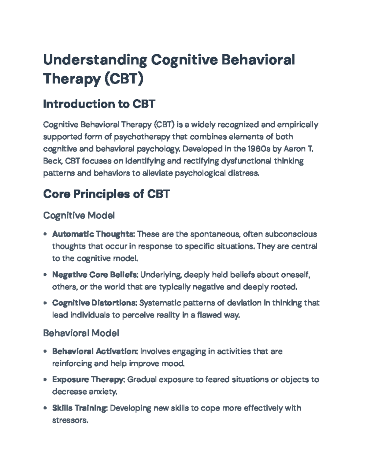 Cognitive Behavioral Therapy (CBT) Overview: Principles & Techniques ...