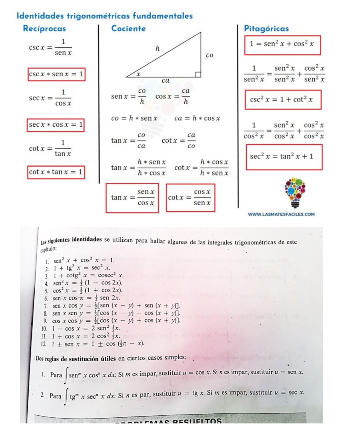 Identidades Trigonometricas - Recíprocas Cociente Pitagóricas 1 1=sen2x ...