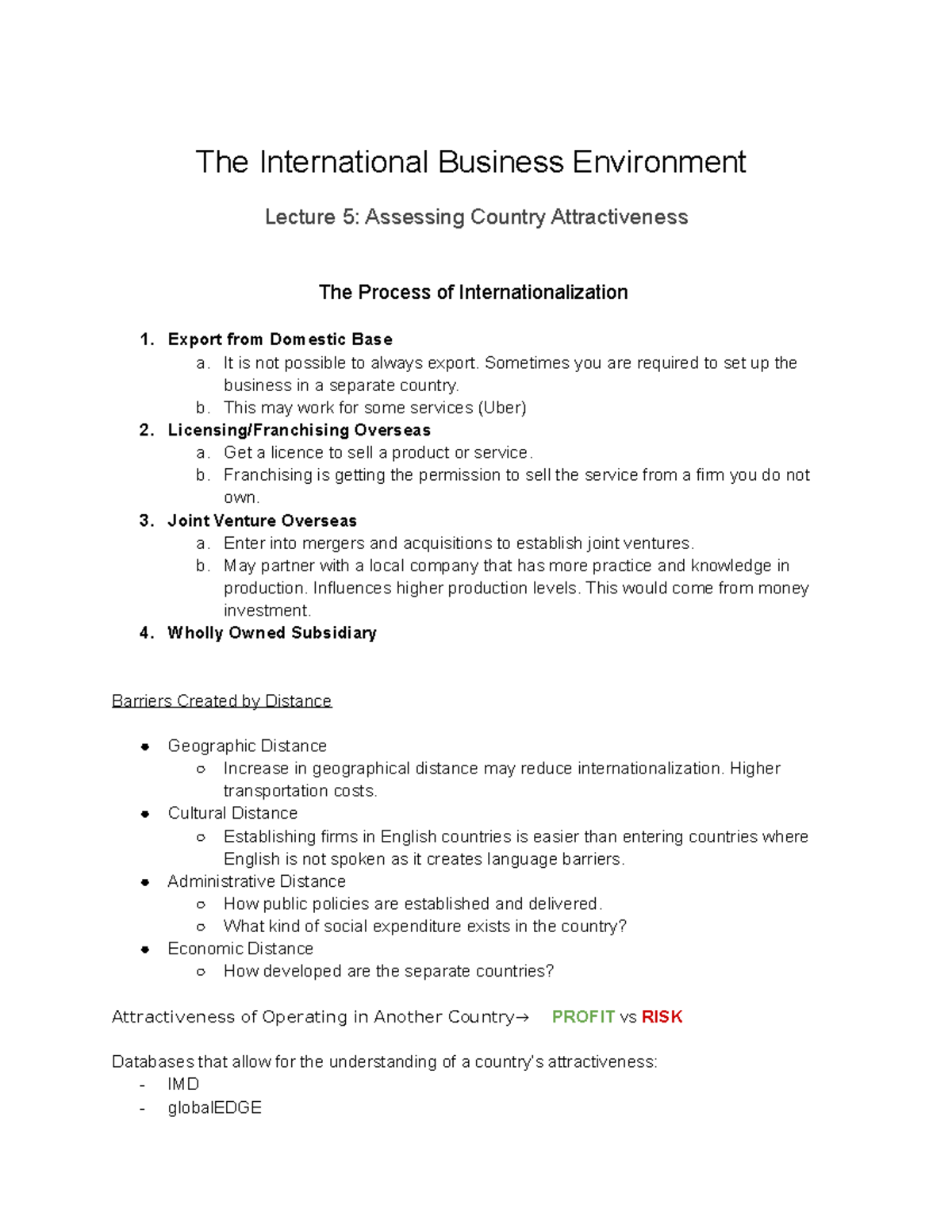 Lecture 5: Analyzing Country Attractiveness in International Business ...