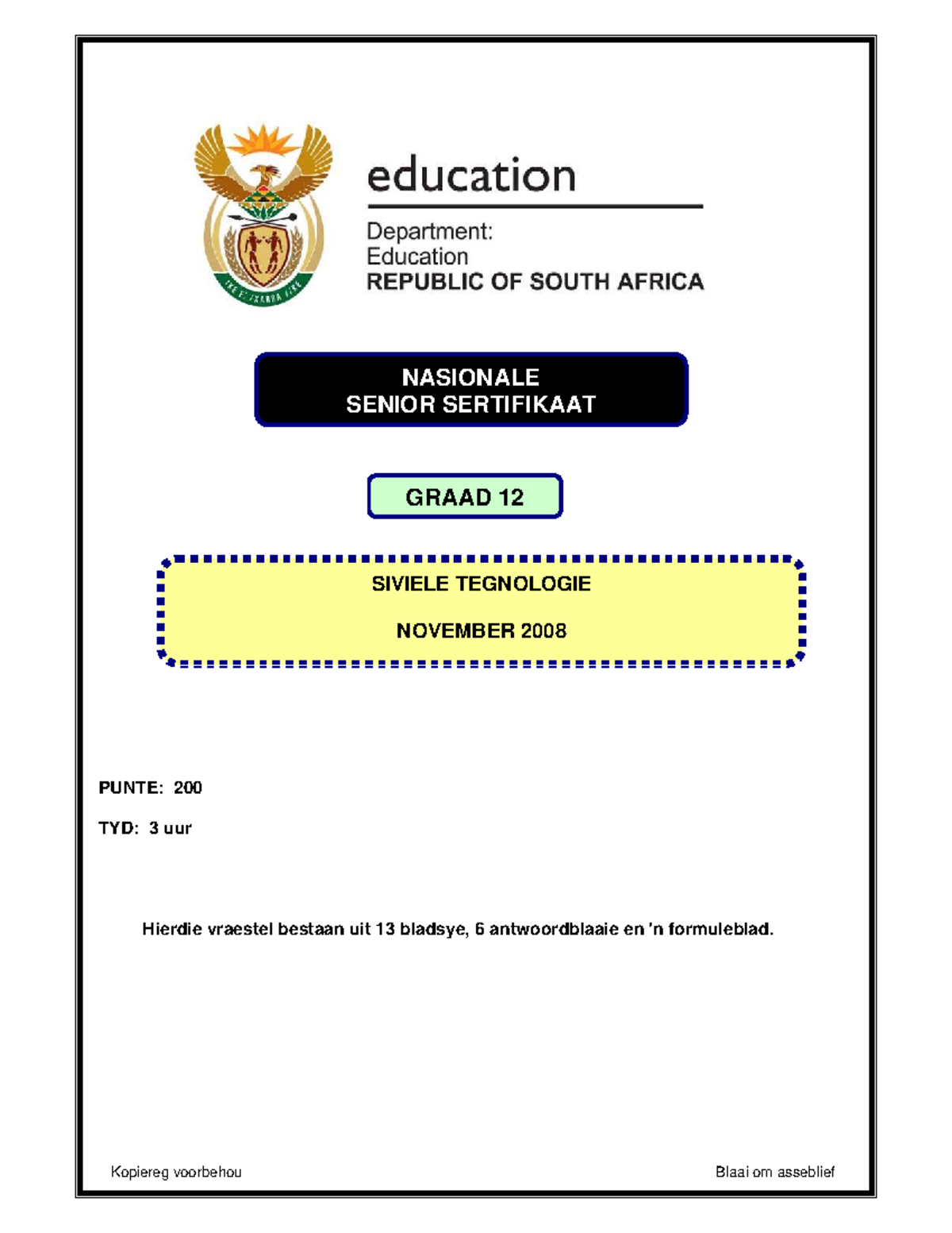 2008 NSS Civil Technology Final Exam Paper - Studocu