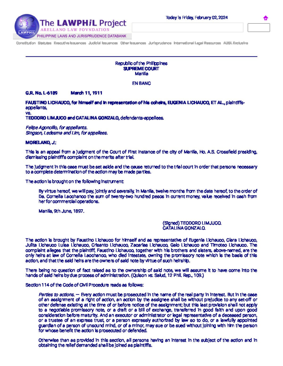 W3 05 Lichauco-vs-Limjuco - Constitution Statutes Executive Issuances ...