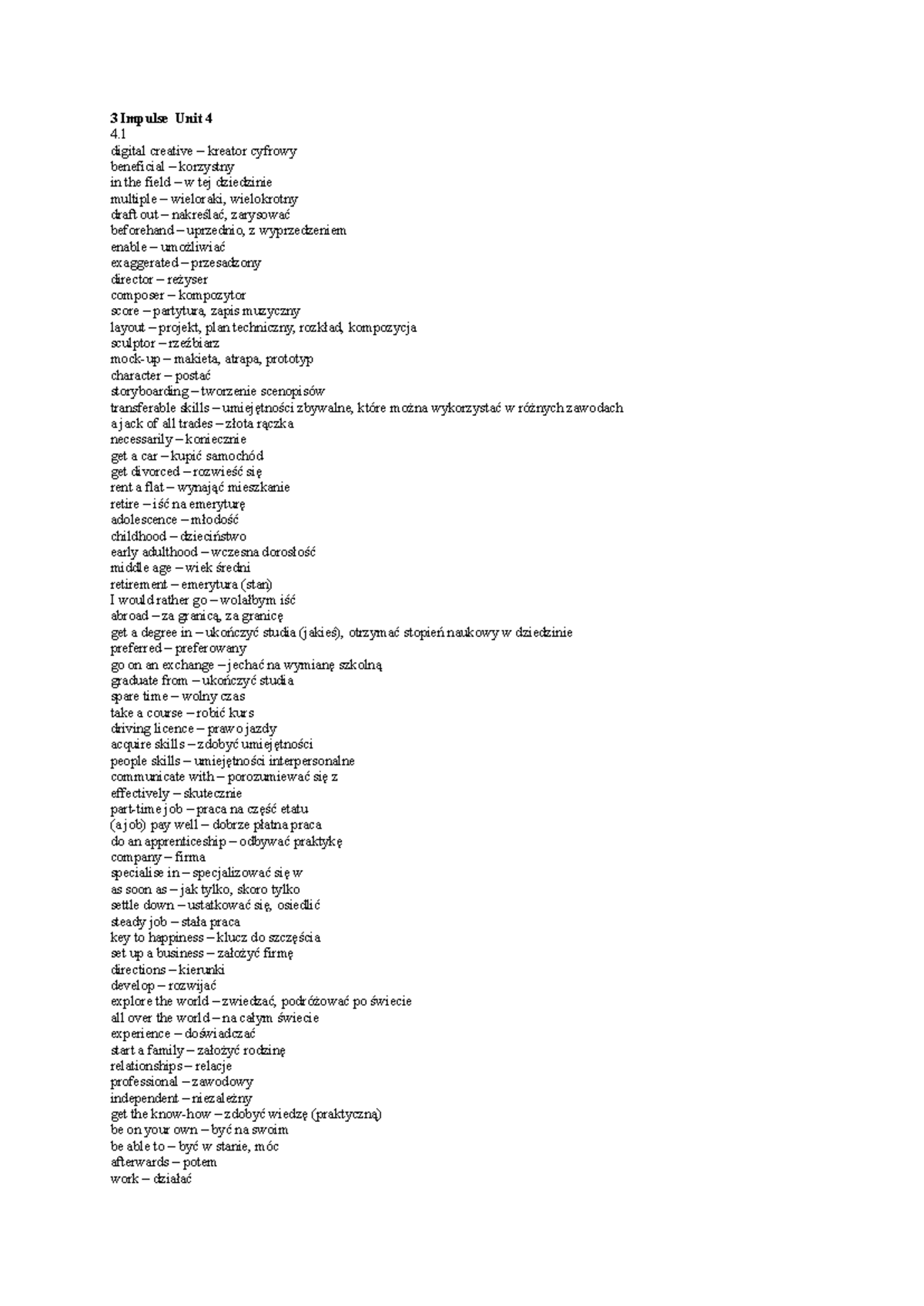 3 Impulse Unit 4 - Vocabulary and Concepts Review Notes - Studocu