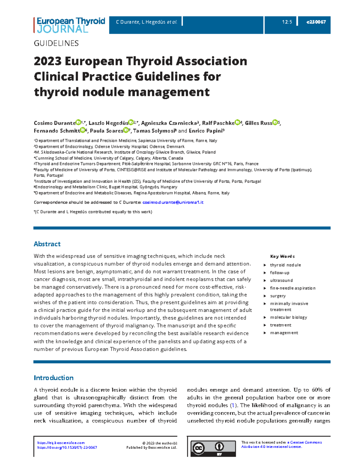 ETA Guidelines 2023: Clinical Practice for Thyroid Nodule Management ...