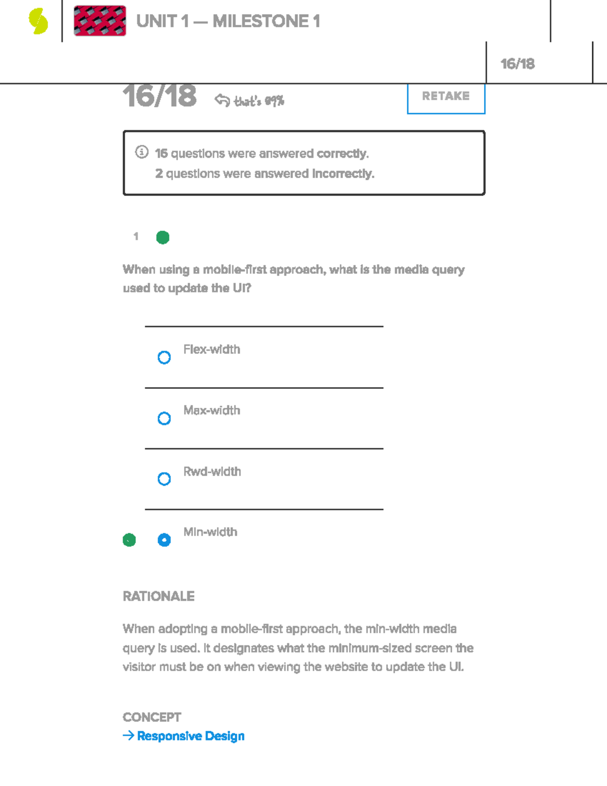 Intro to Web Design - Test - UNIT 1 MILESTONE 1 RETAKE i 16 questions ...