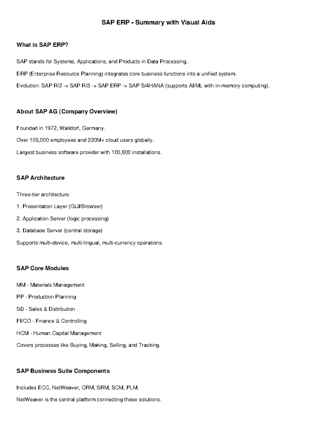 SAP ERP Overview: Key Concepts and Visual Aids - Studocu