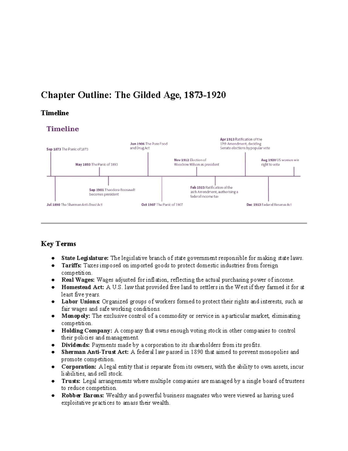 Chapter 3 Notes: The Gilded Age (1873-1920) - Key Events & Figures ...