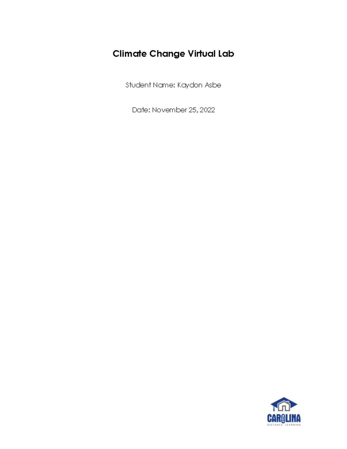 Climate Change Virtual Lab Report Analyzing Temperature And Sea Level