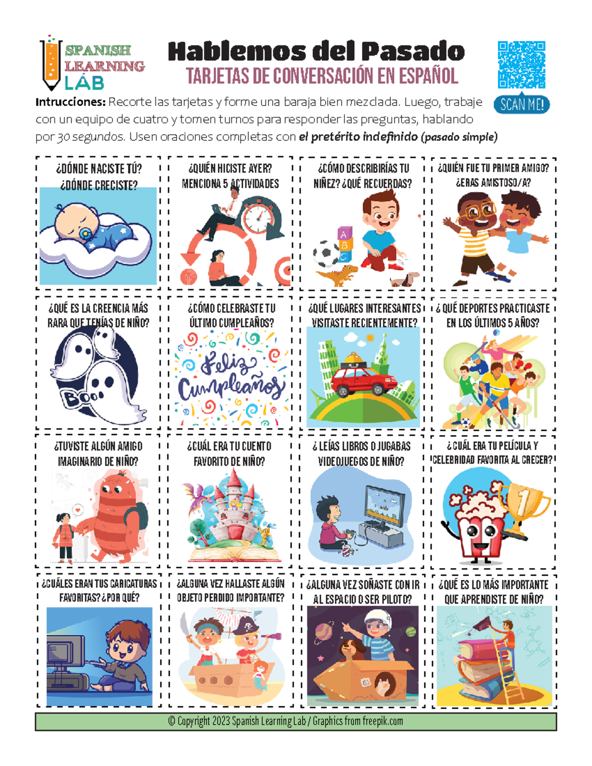 Lets talk about the past in Spanish Conversation cards - © Copyright ...