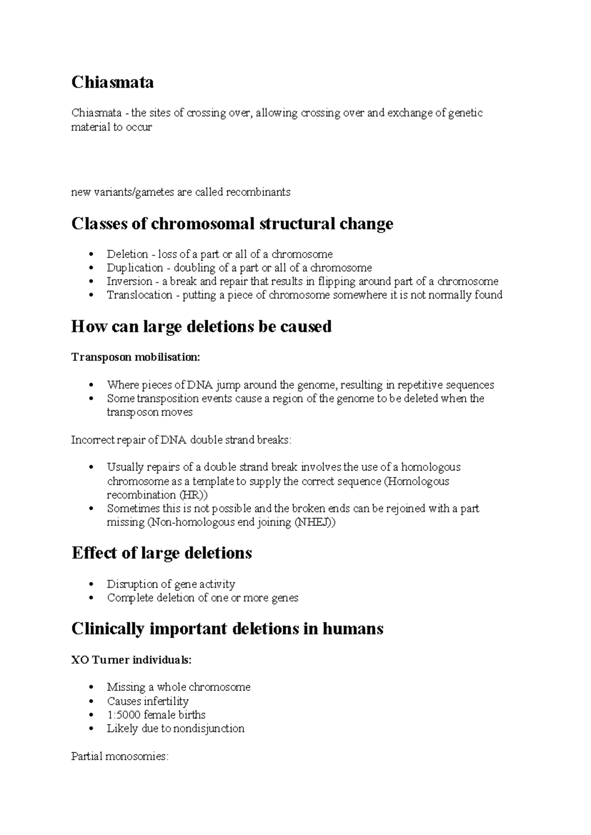 Fundamentals of genetics 3+4 - Chiasmata Chiasmata - the sites of ...