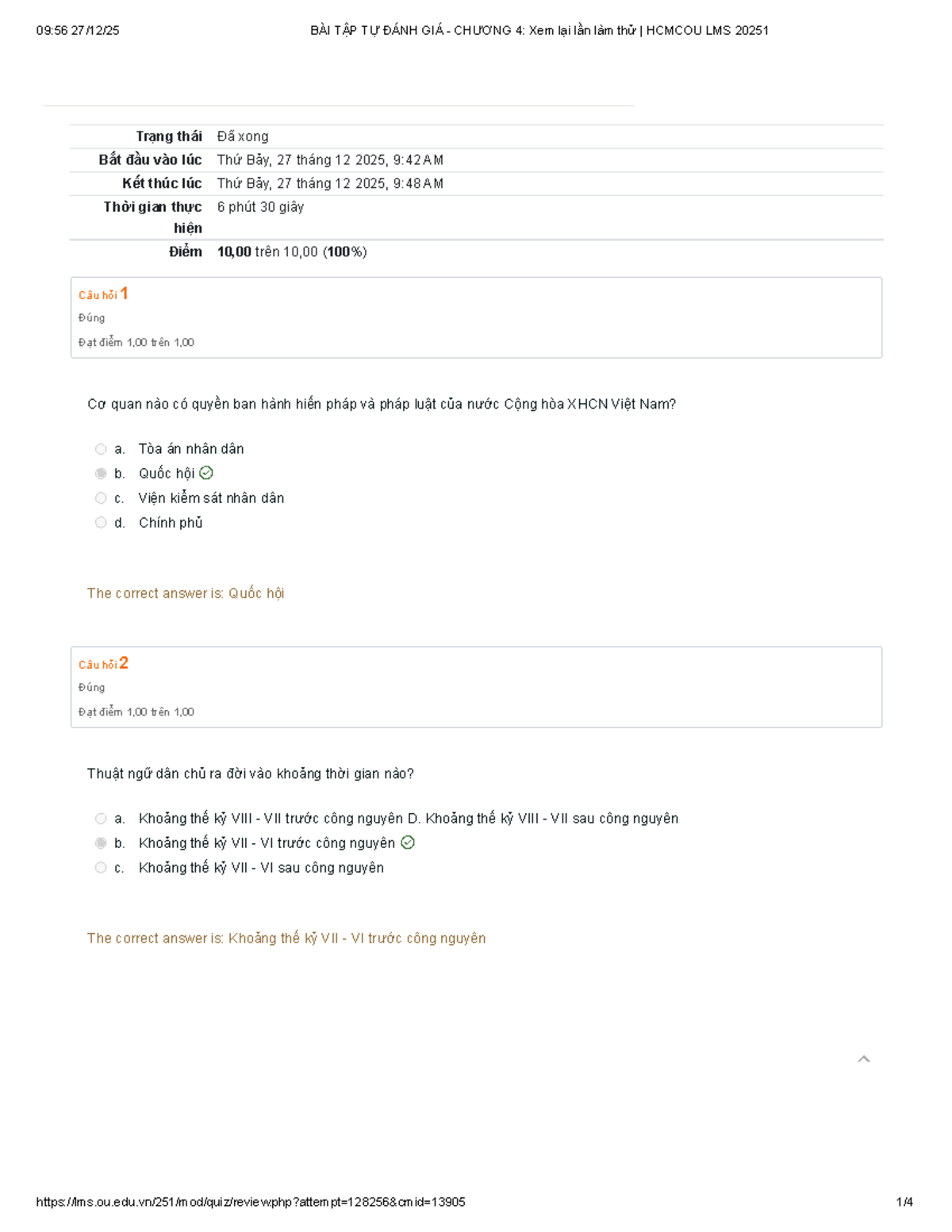 BÀI TẬP TỰ ĐÁNH GIÁ CHƯƠNG 4 - HCMCOU LMS 20251 - Studocu