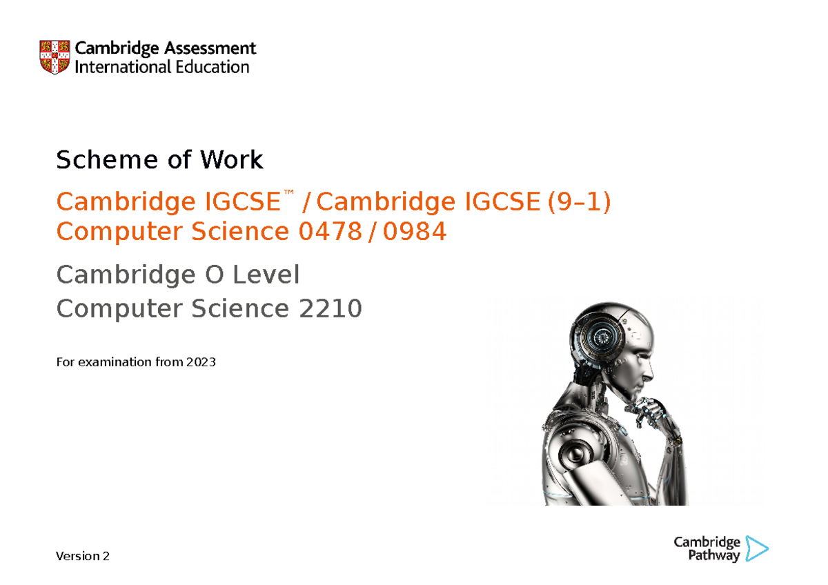 IGCSE Computer Science 0478 Scheme of Work (Examination from 2023) - Studocu