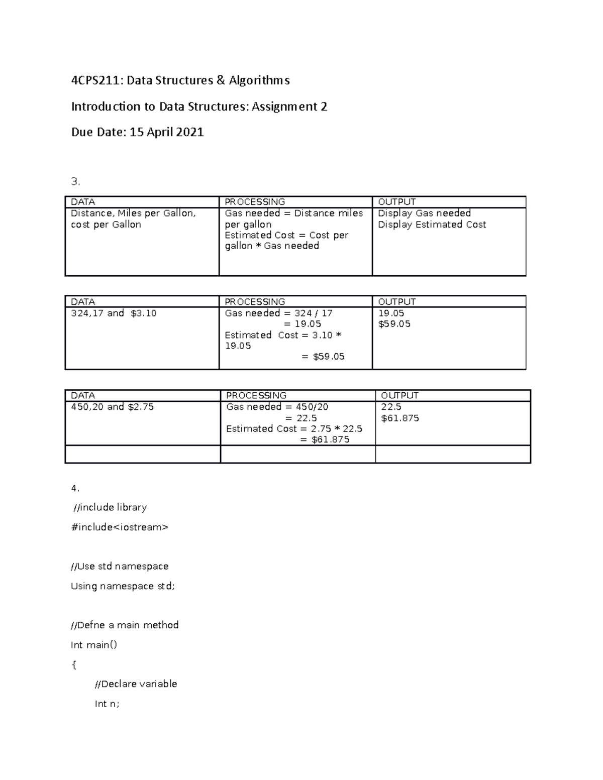 4CPS211 - Data Structures & Algorithms Assignment 2 Guidelines - Studocu