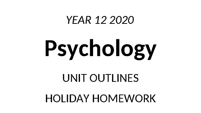 VCE Psychology 2020 Unit 3 & 4 Course Summary and Assessment Guide ...