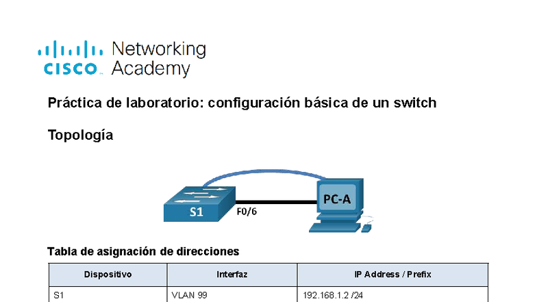 Práctica de Laboratorio: Configuración Básica de un Switch (CCNA) - Studocu
