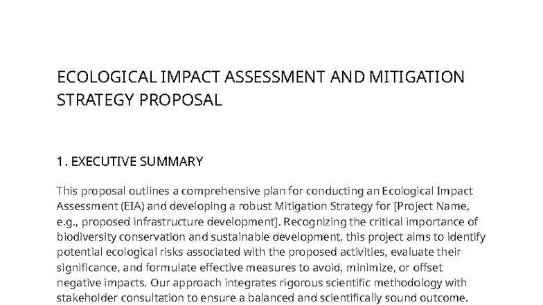 ECO 101: Ecological Impact Assessment & Mitigation Strategy Proposal ...