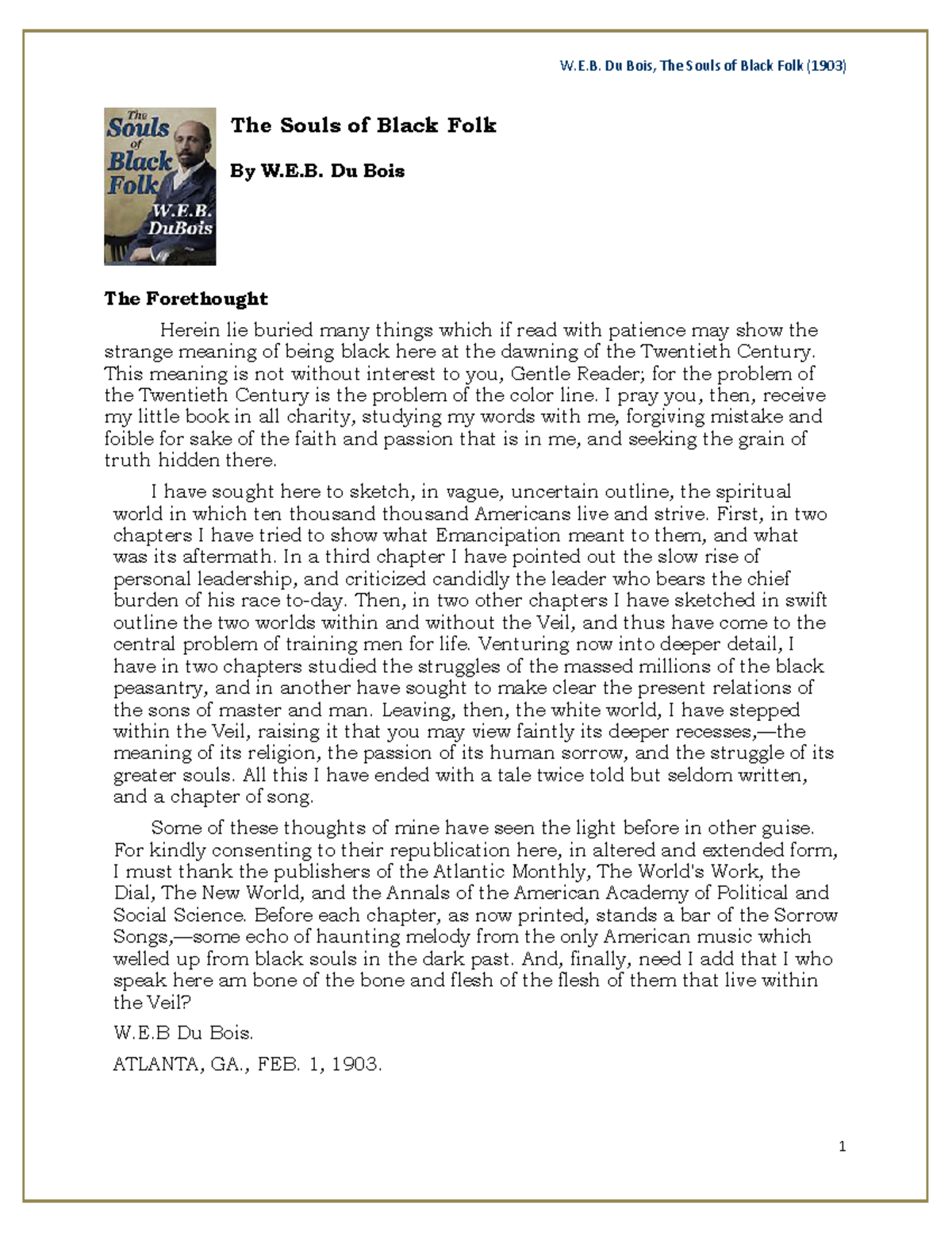 The Souls of Black Folk (1903): Analyzing Race & Freedom Issues in ...