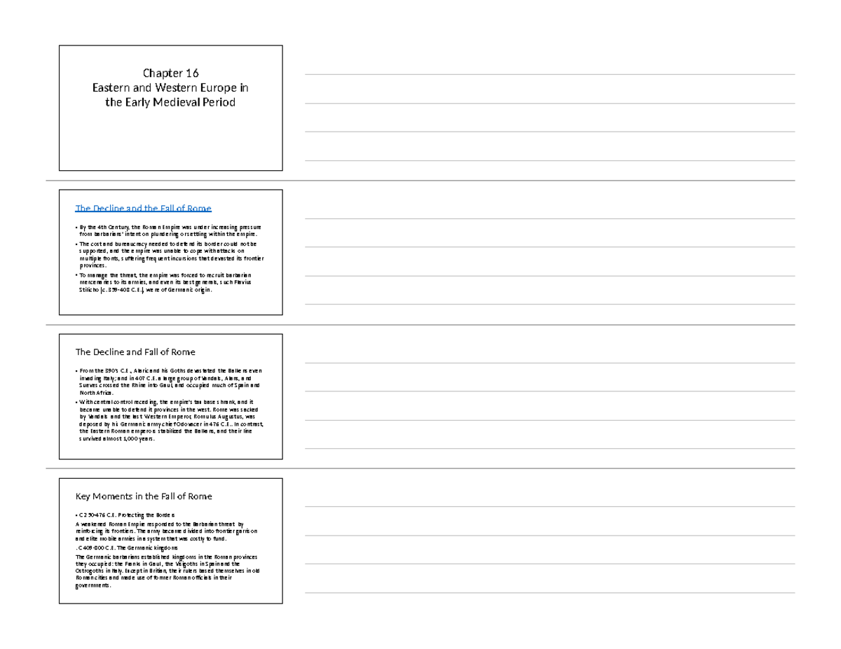 Chapter 16: The Rise and Fall of Rome and the Byzantine Empire - Studocu