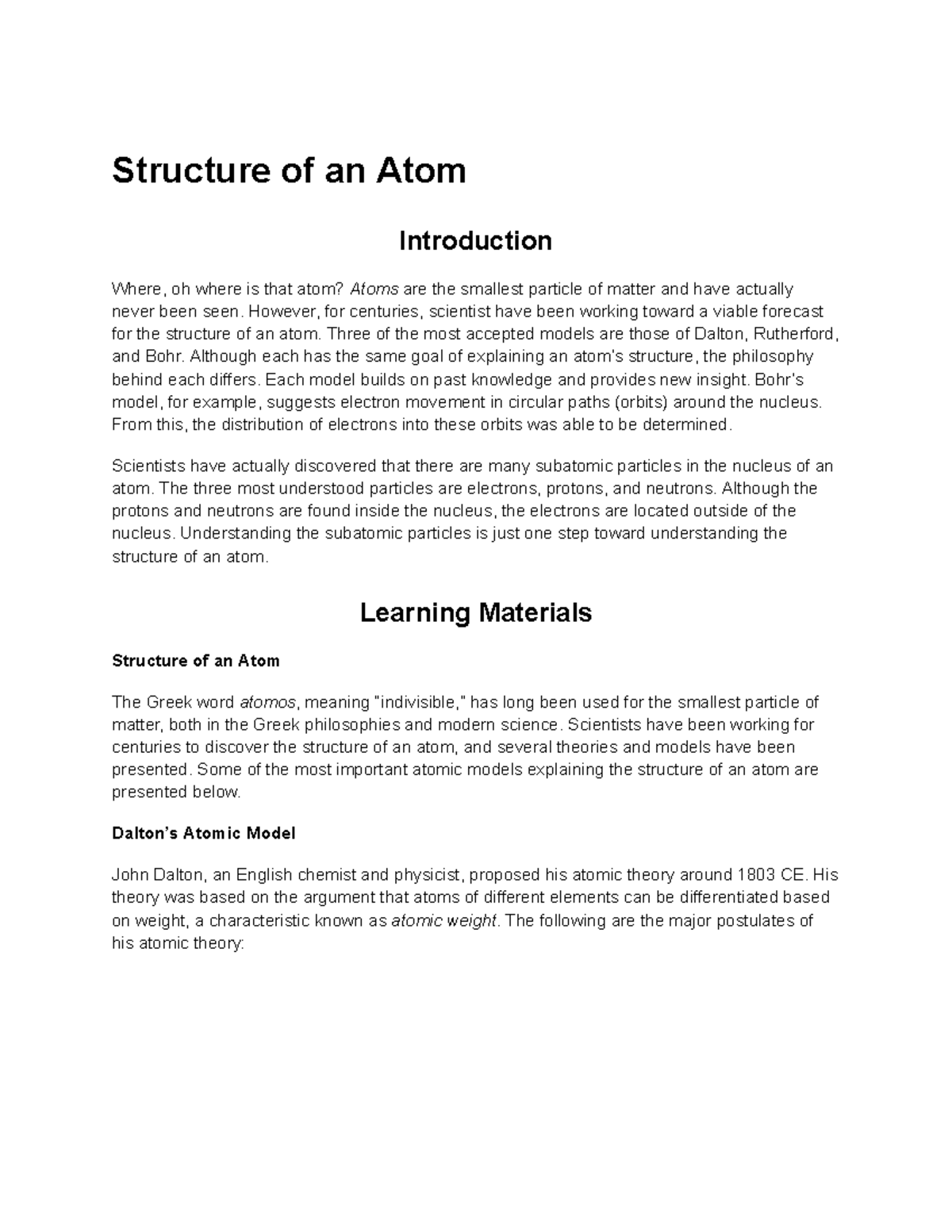 The Structure of an Atom: Models and Subatomic Particles Explained ...