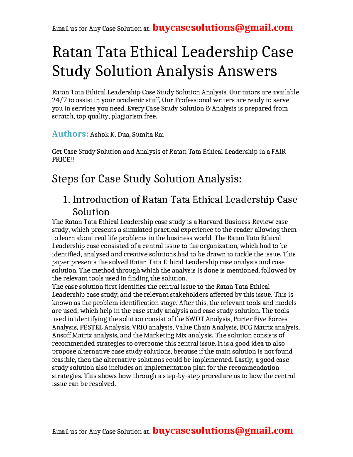 Ratan Tata Ethical Leadership Case Study Solution & Analysis - Studocu