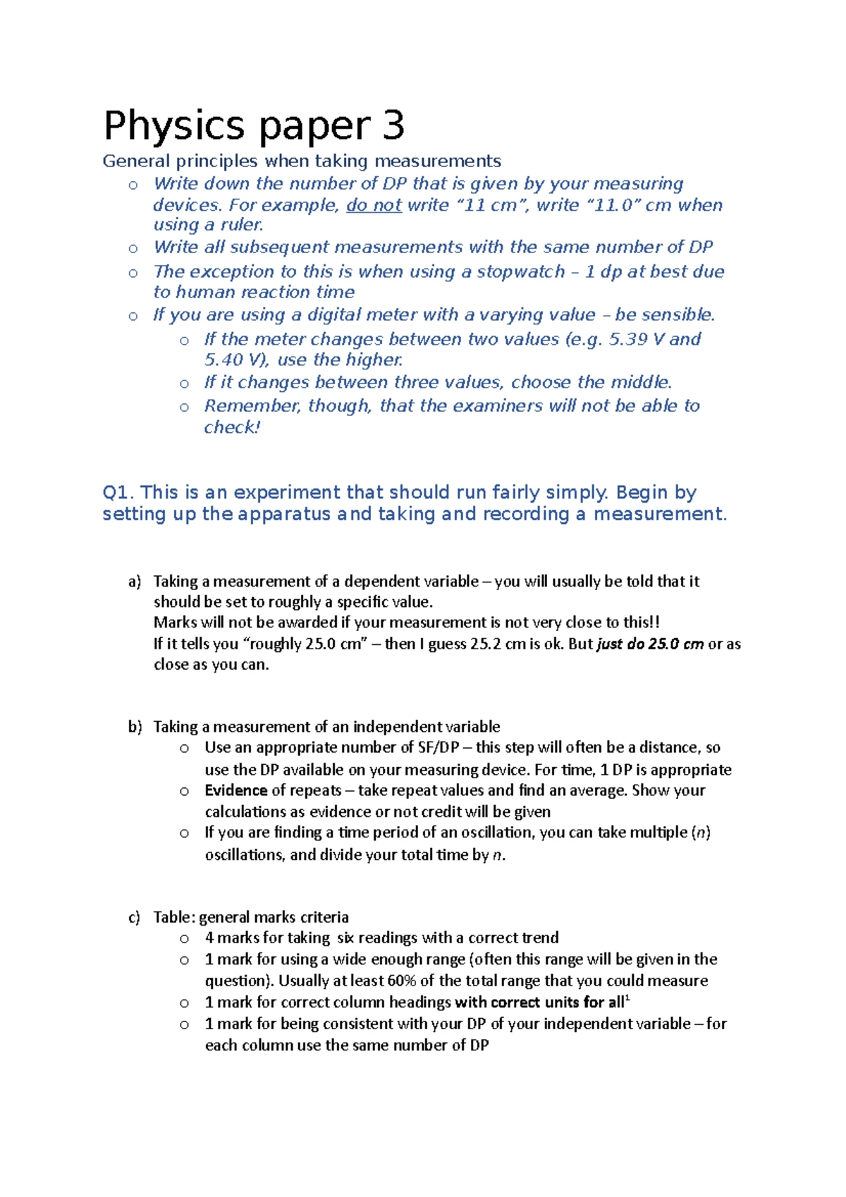 A-level physics paper 5: Planning, analysis, and evaluation notes - Studocu