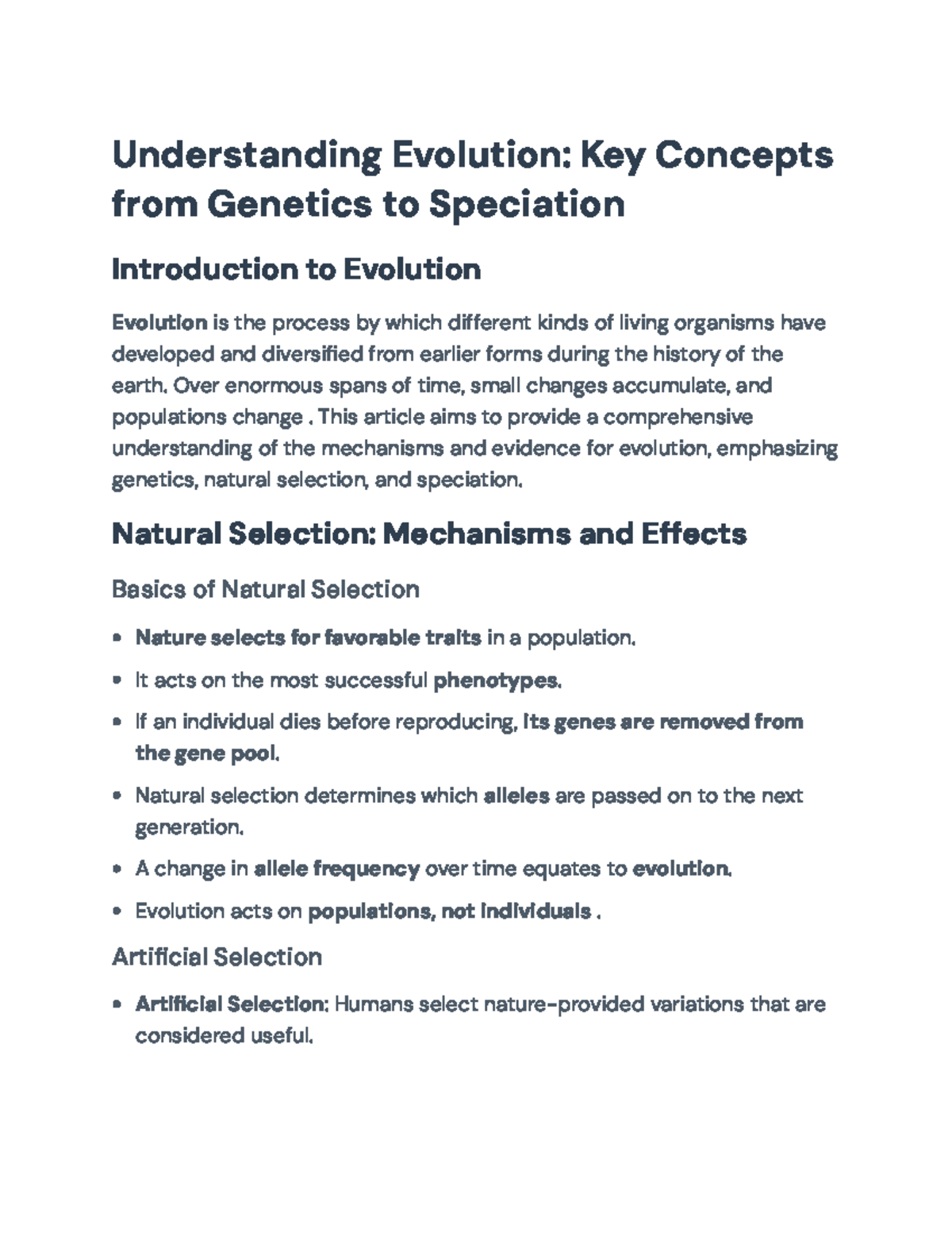 Understanding Evolution: Mechanisms, Speciation, and Evidence - Understanding Evolution: Key ...