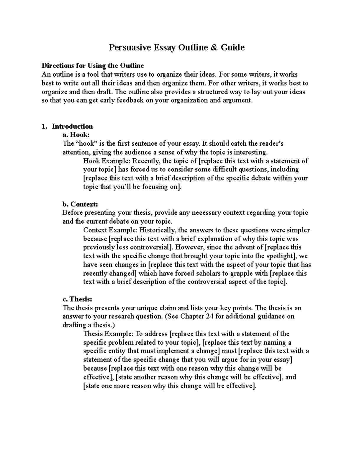 ENG 190 Persuasive Essay Outline & Writing Guide - Studocu