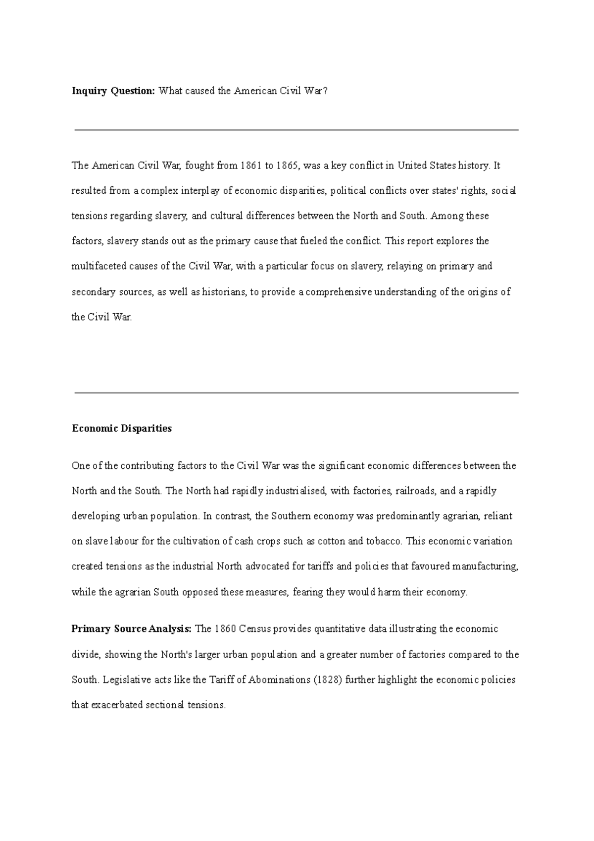 Copy of Inquiry Question What caused the American Civil War 1 - Google ...