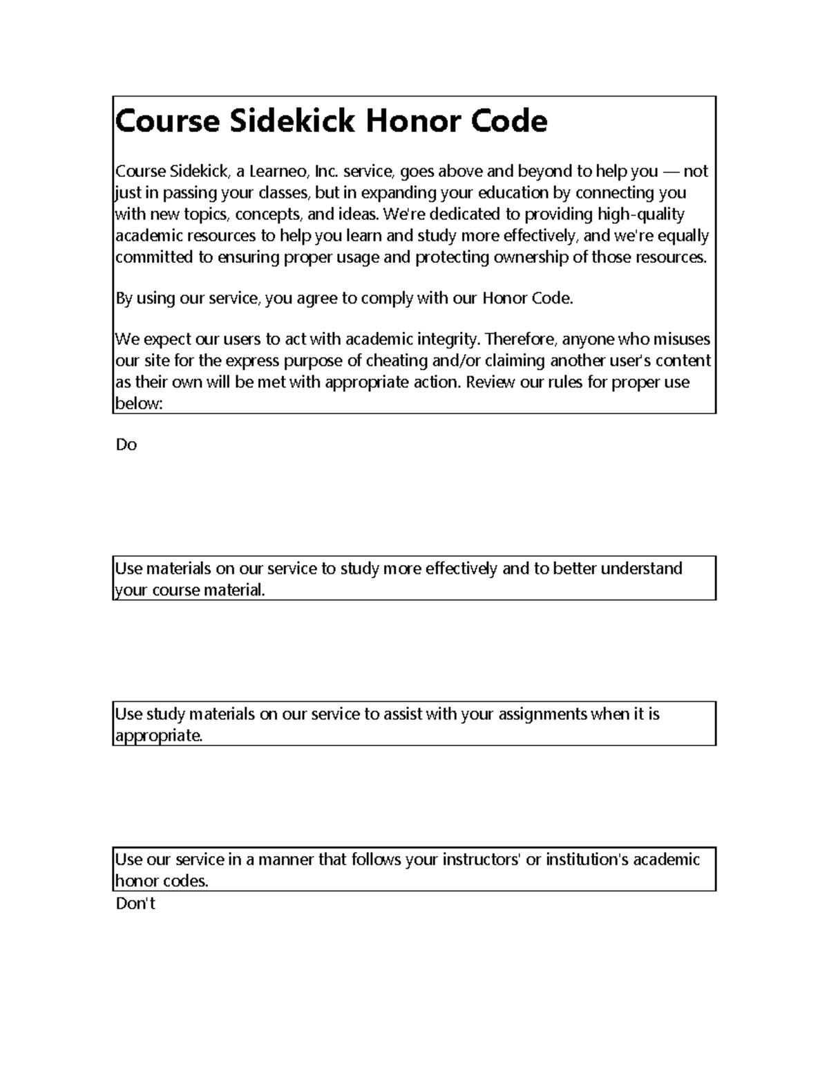 Course Sidekick code - nnnn - Course Sidekick Honor Code Course ...