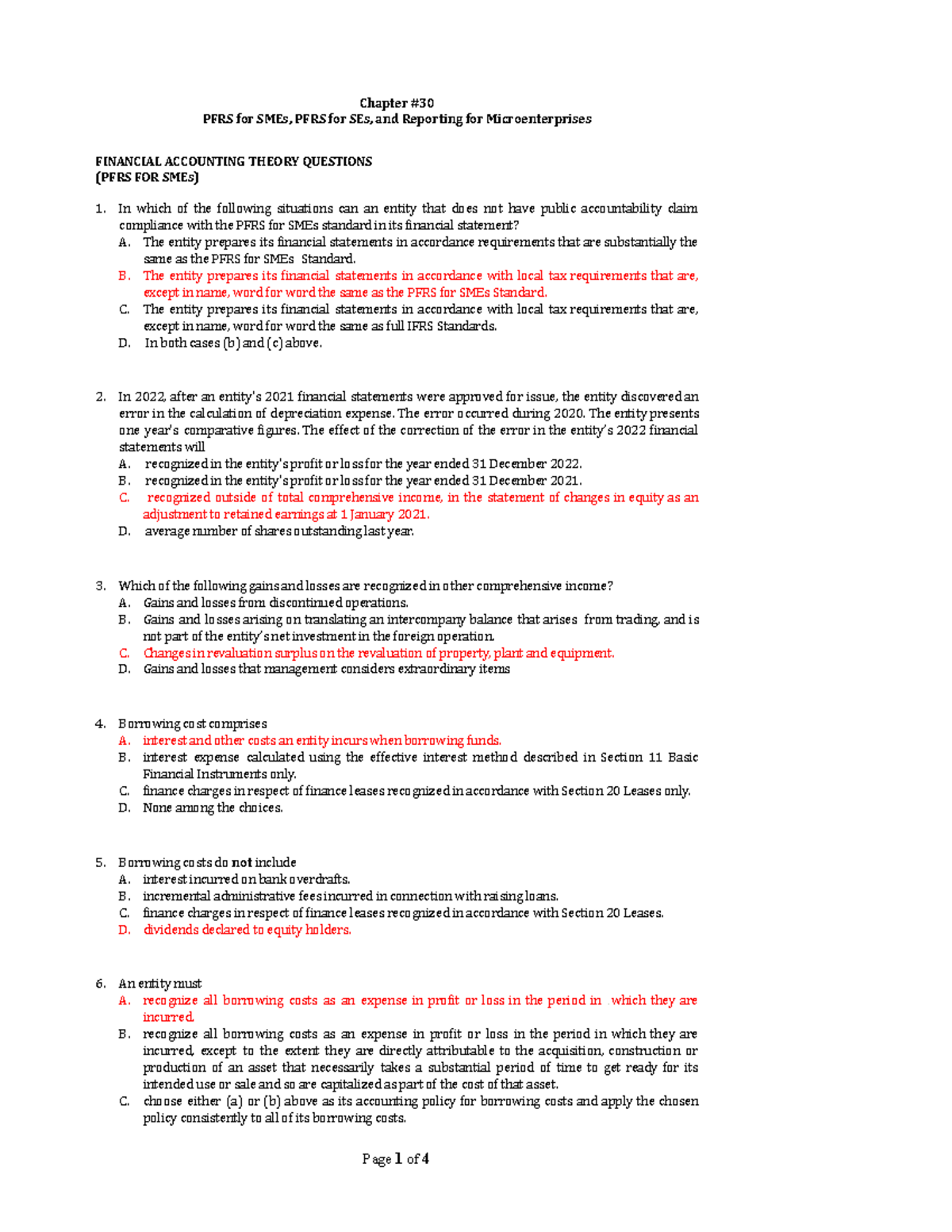Chapter 30: PFRS for SMEs - Financial Accounting Theory Questions - Studocu