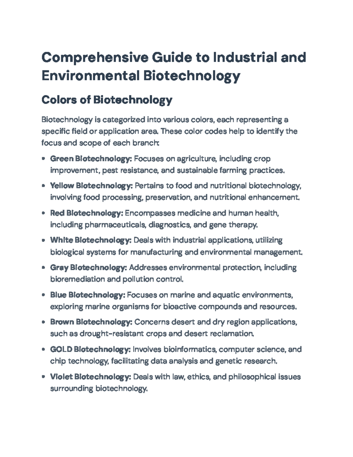 Comprehensive Overview of Industrial Biotechnology: Applications ...