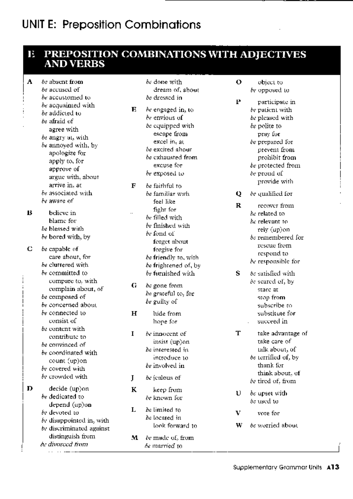 UNITE: Preposition Combinations - TACN Study Guide - Studocu