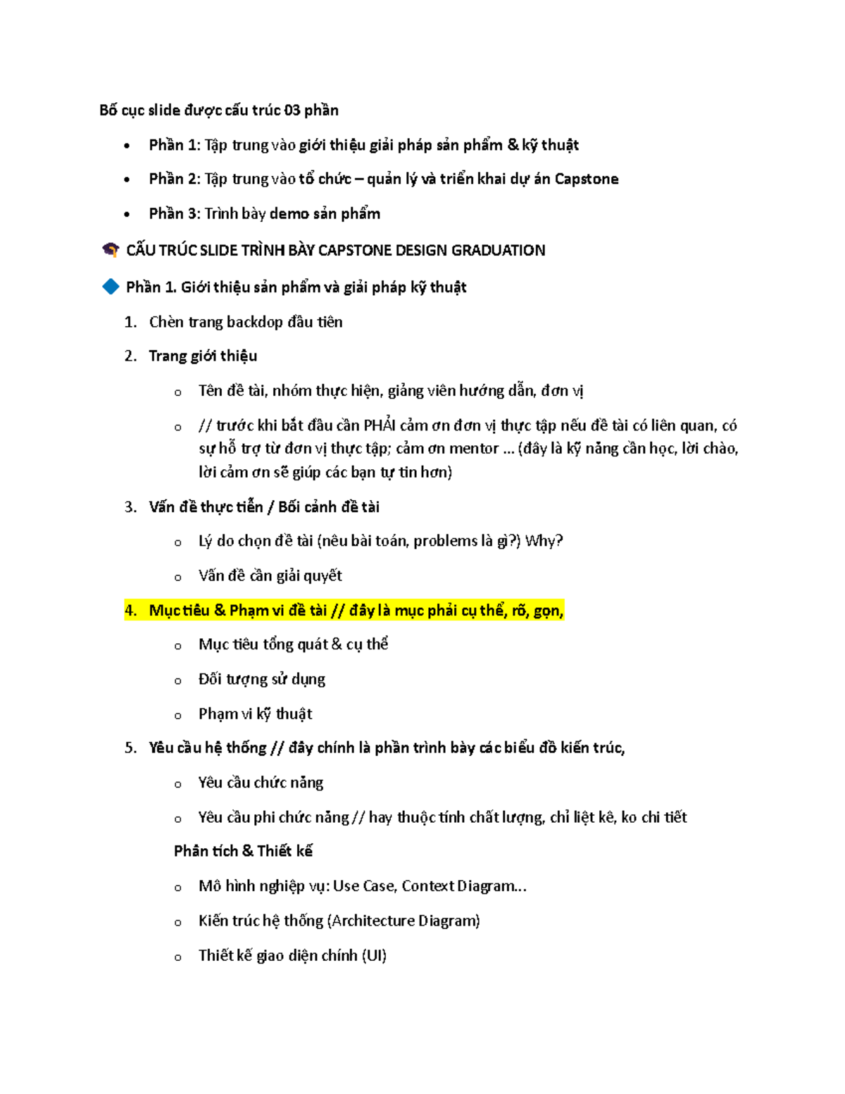 Cấu Trúc Slide Trình Bày Dự Án Capstone Design 03 Phần - Studocu