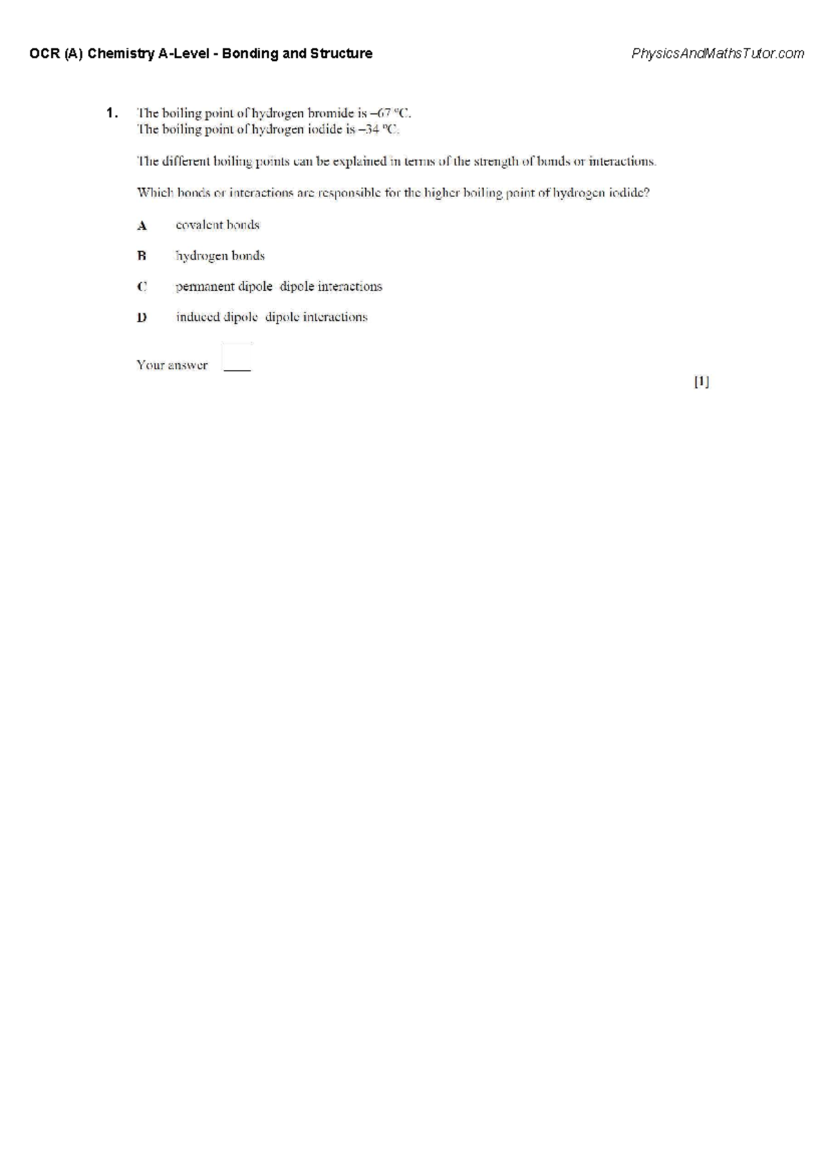 OCR (A) Chemistry Bonding and Structure Question Paper - Studocu